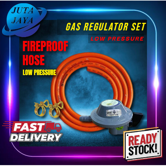 MILUX L.P.G Low Pressure Gas Regulator M-168FH Set with Hose Fire ...