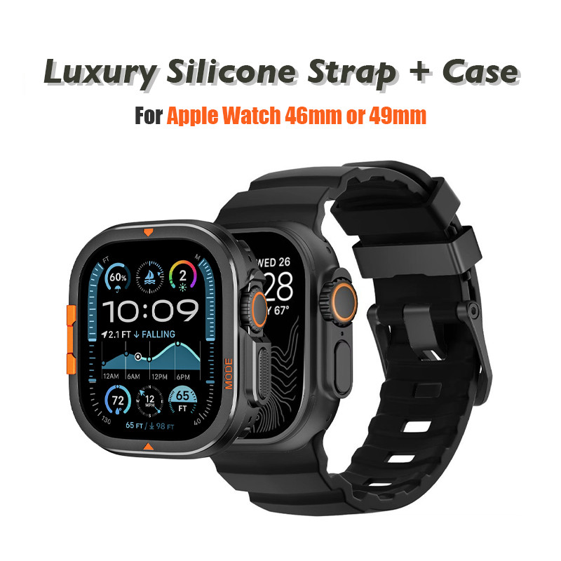 Silicone Strap Luxury Titanium Case Metal Drop Resistant Protect Cover ...