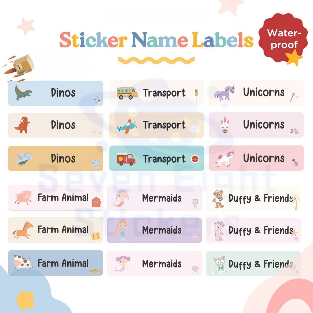 Personalized waterproof name label | Customized stickers for children's ...