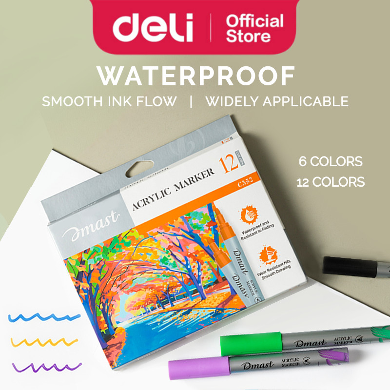 Deli Dmast Professional Acrylic Markers Pen Penanda Lukisan Cat Akrilik ...