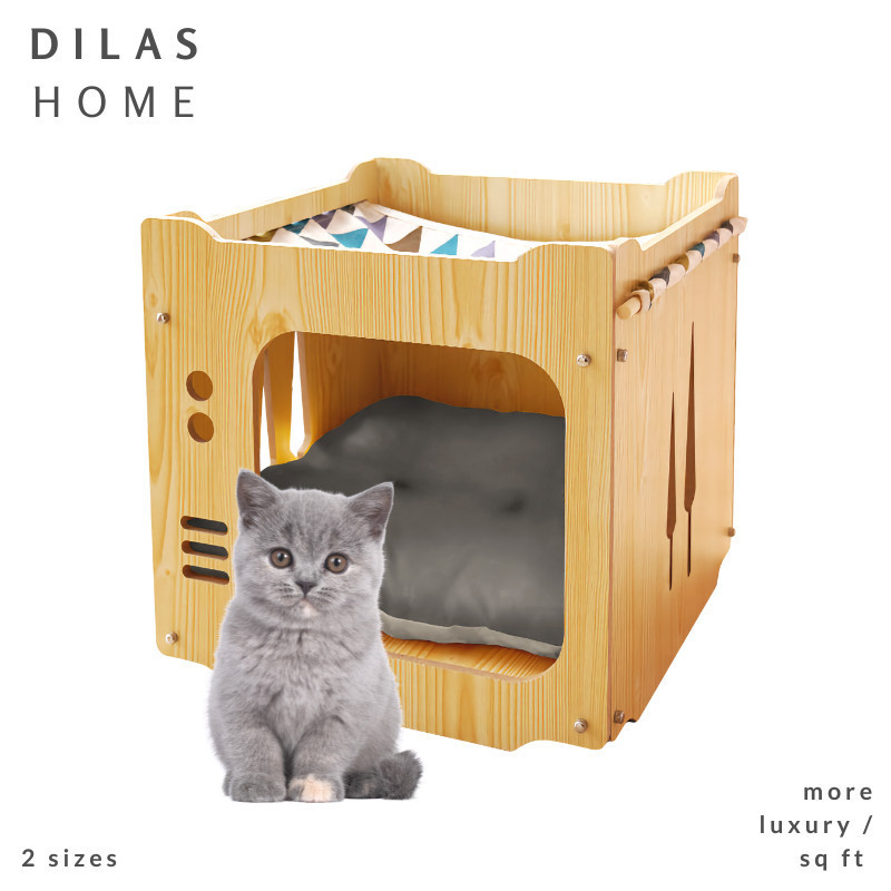 STOCK CLEARANCE Portable Stackable Wooden Cube TV Pattern Cat Dog Pet ...