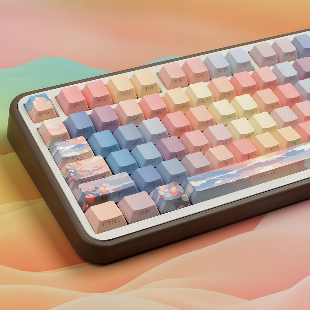Side Translucent Setting Sun Keycaps/set 131Keys Dye-Sublimation Cherry ...