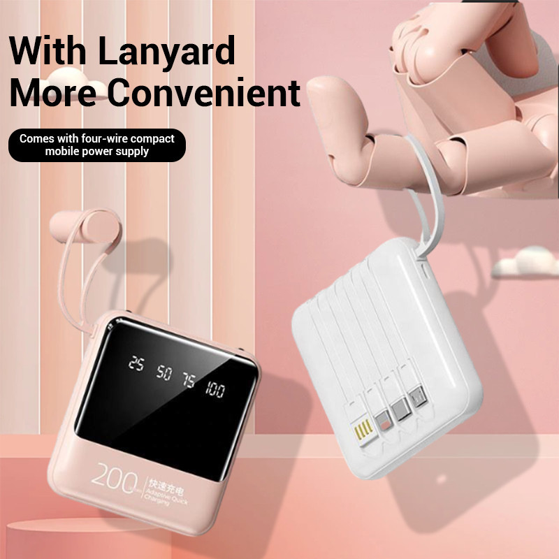 Powerbank Built in 3 Cables Fast charging Digital LED Display Portable ...