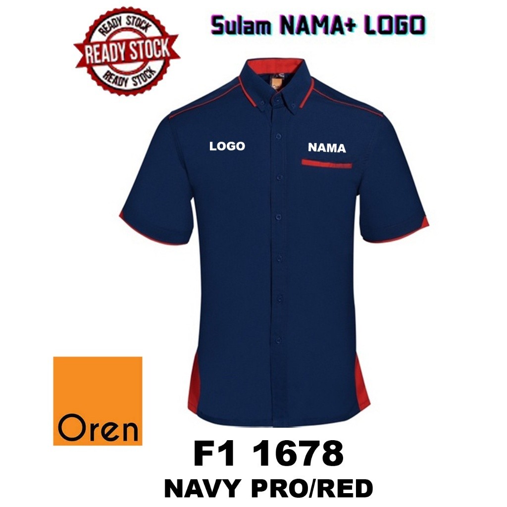 BAJU KORPORATE BIRU GELAP LENGAN PENDEK F11678 JENAMA OREN SPORT ...