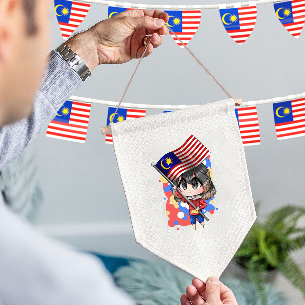 Merdeka Malaysia Flag Pattern Canvas Hanging Flag Pennant Hanging on ...