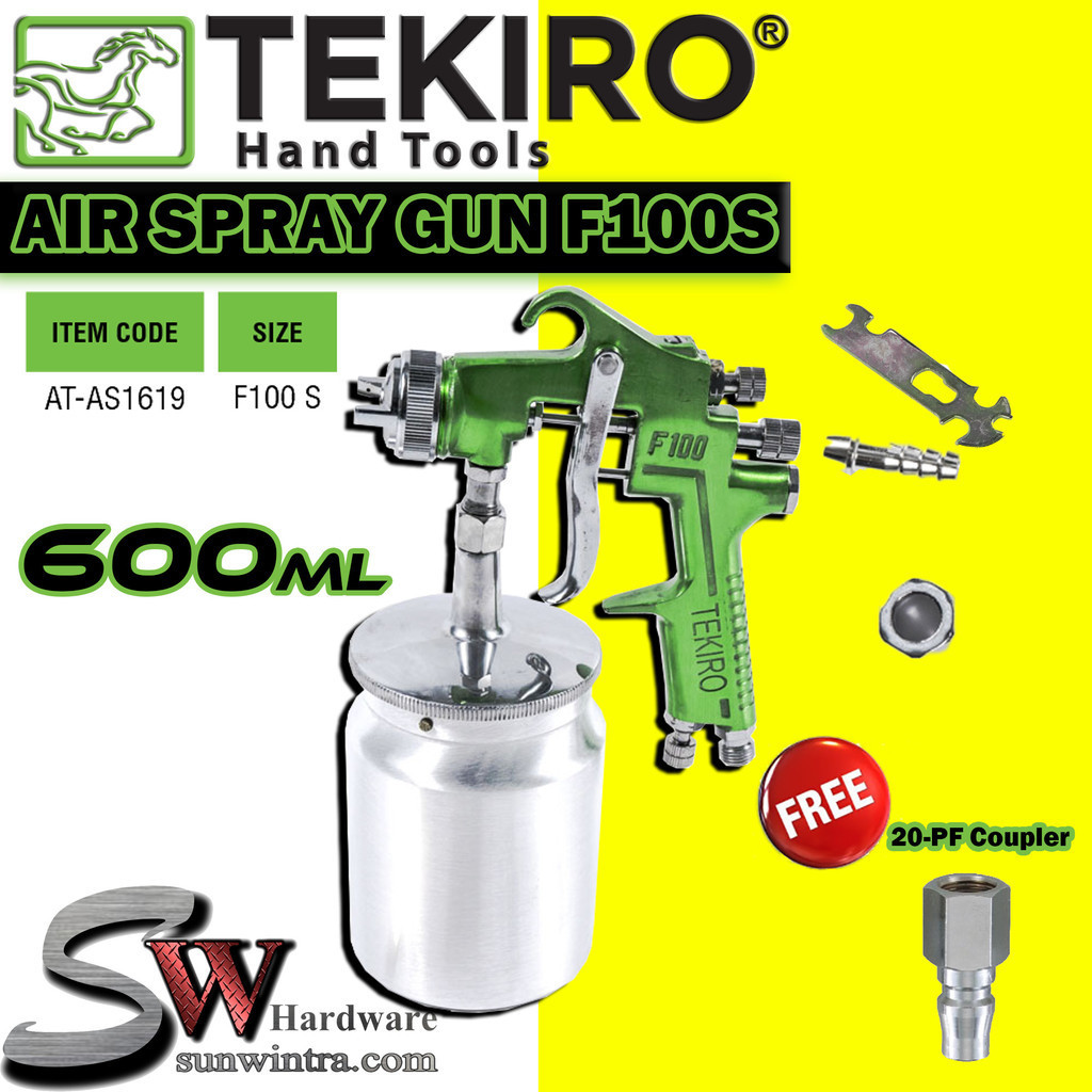TEKIRO Air Spray Gun F100S AT-AS1619 600ML with Aluminium Cup Spray ...