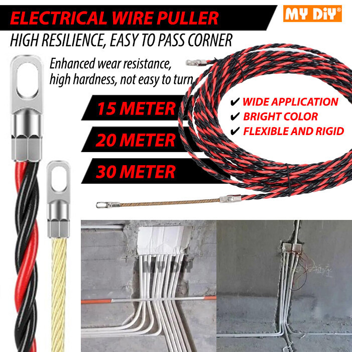 MYDIYHOMEDEPOT - 15M 20M 30M ELECTRICIAN CABLE WIRE GUIDER 5MM FIBER ...