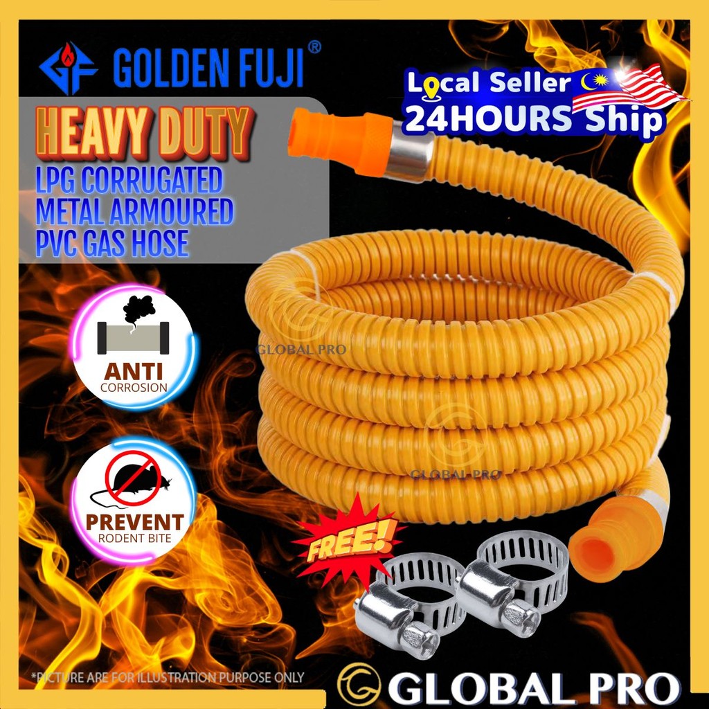GOLDEN FUJI 1.5 MTR HEAVY DUTY LPG Corrugted Metal Armoured PVC Gas ...
