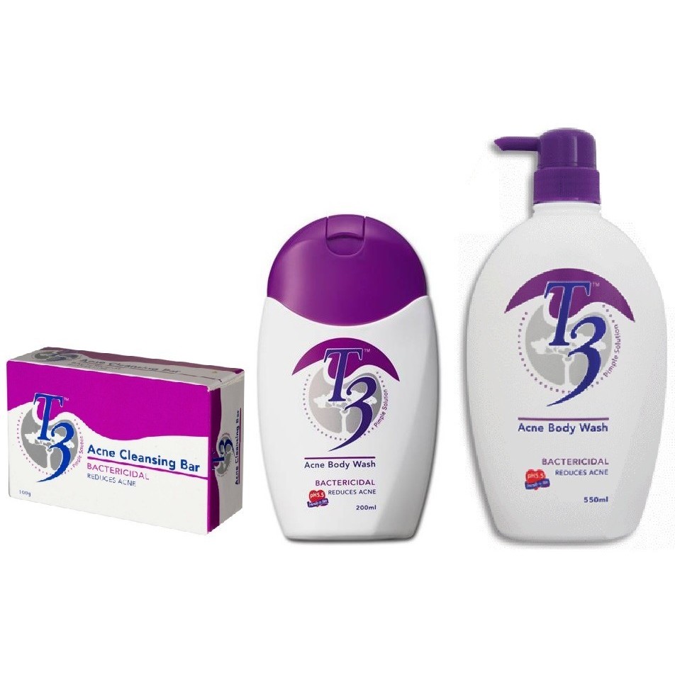 T3 ACNE BODY WASH BACTERICIDAL 200ML / 550ML / BAR 100G | Shopee Malaysia