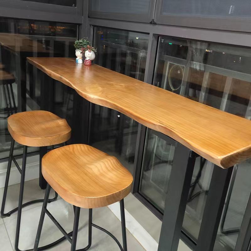 Solid Wood Bar Counter Home Balcony Wall Long Narrow Table Commercial ...
