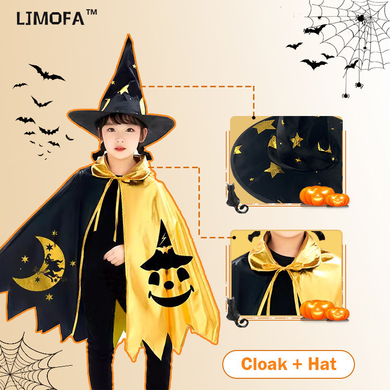 [COD] 2Pcs/Set Kids Childrens' Halloween Costume magician Cloak Cape ...