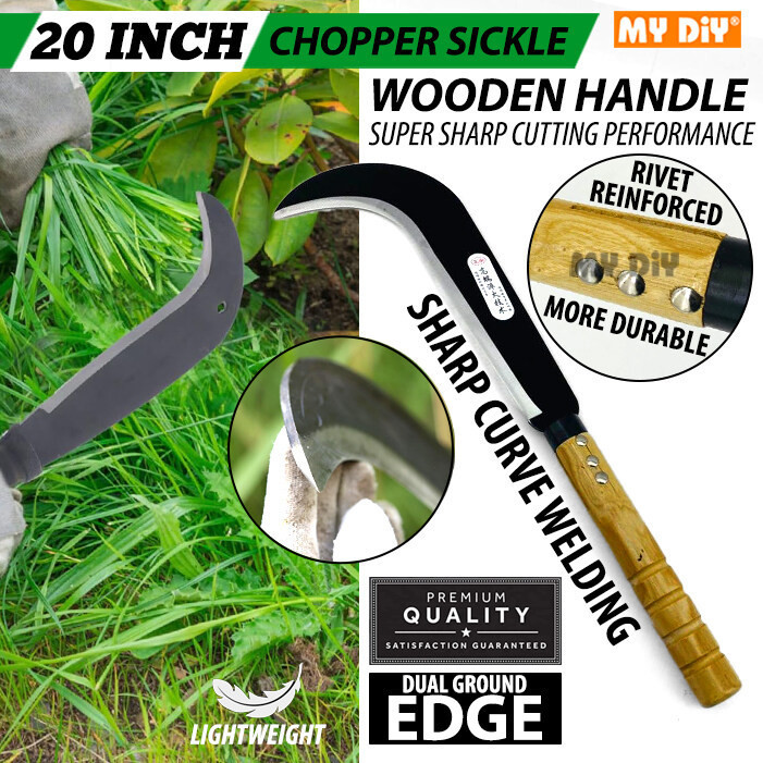GREAT DEAL !!! 20" WOOD HANDLE CHOPPER KNIFE CURVE HEAD / PISAU KAYU ...