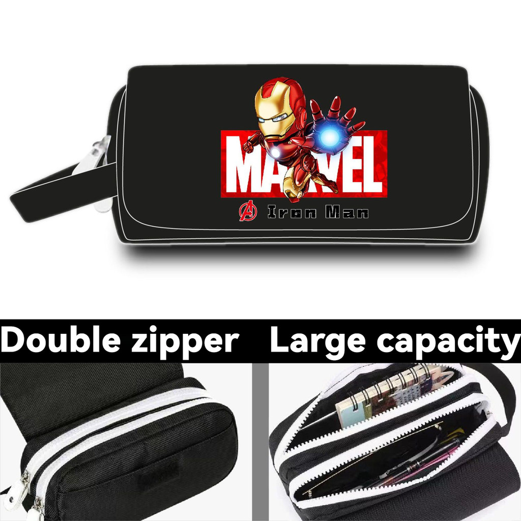 Avengers pencil case double zipper large capacity student Iron Man ...
