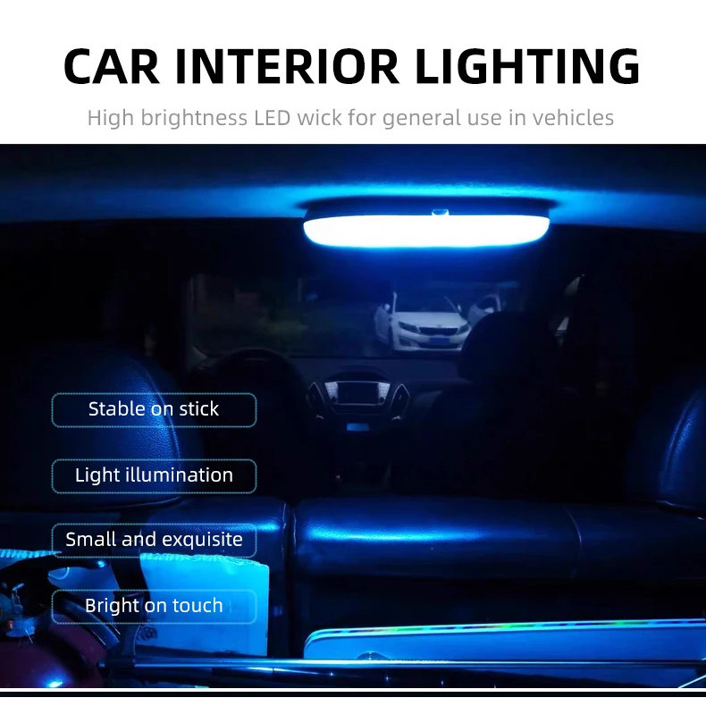 LED Car Interior Reading Light Car Roof Dome Lamp Rechargeable USB ...