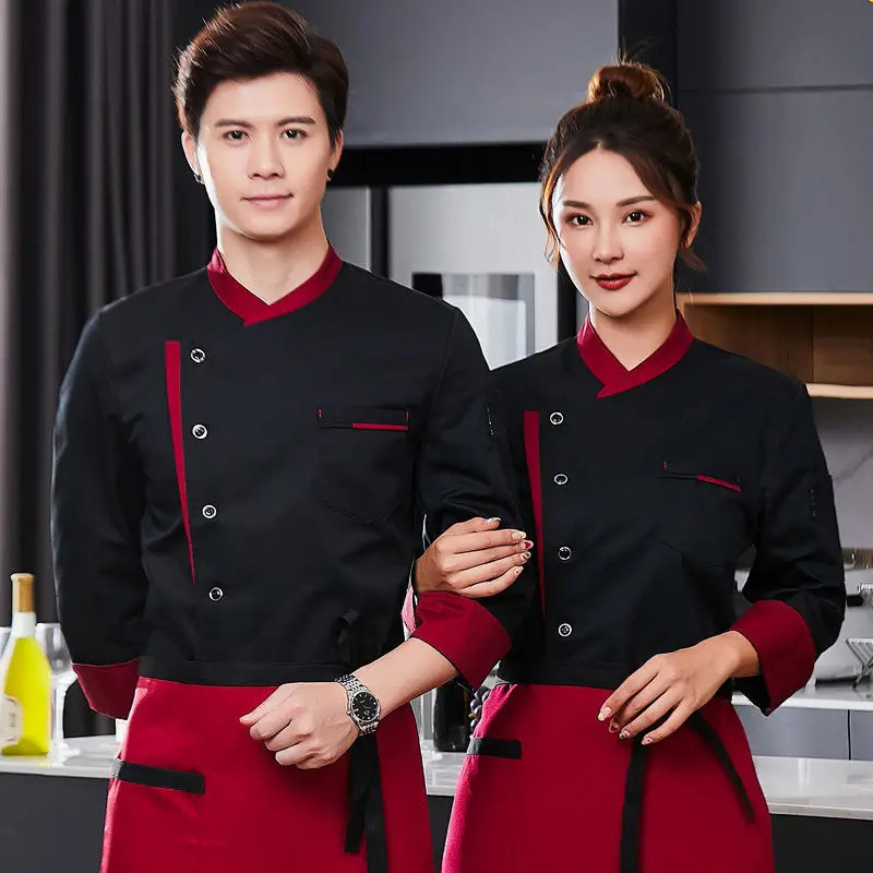 Restaurant Chef Jacket Top Long short Sleeve Hotel Cafe Kitchen Work ...