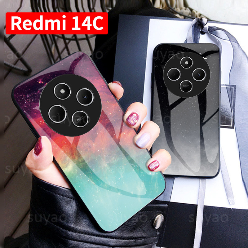 For Redmi 14C 13C Xiaomi Poco C75 C65 2024 Phone Case Starry Sky Glass Shockproof Casing ...
