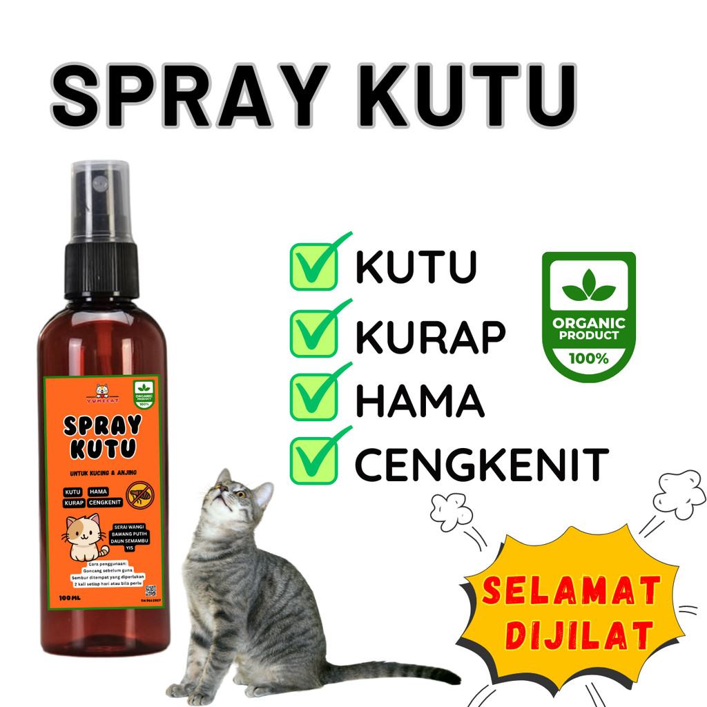Spray Kutu Kucing Cat Flea Ubat Kutu Kucing ORGANIC Paling Berkesan ...