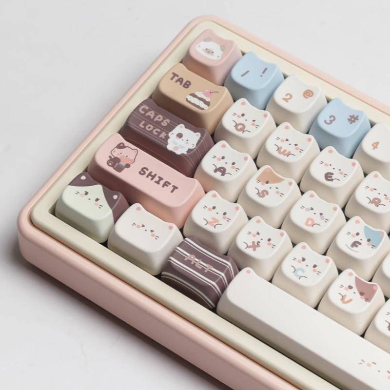 Sea Salt Cat Cat Ears PBT Dye-Sub MAO Cute Custom Keycap Set for ...