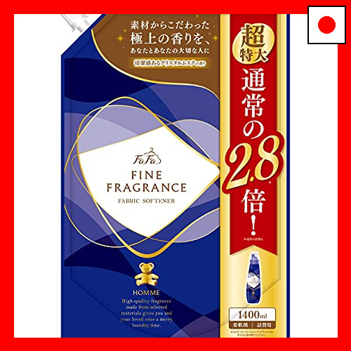 【Direct From Japan】Fafa Fine Fragrance Softener Homme Crystal Musk Scent 1400ml Refill Extra ...