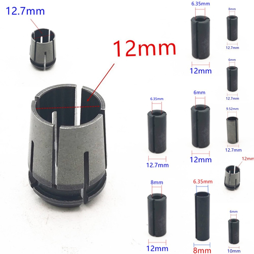 1pcs 6mm 8mm 10mm 12mm 12.7mm 1/2\" 1/4\" 3/8\" Adapter Router chuck ...
