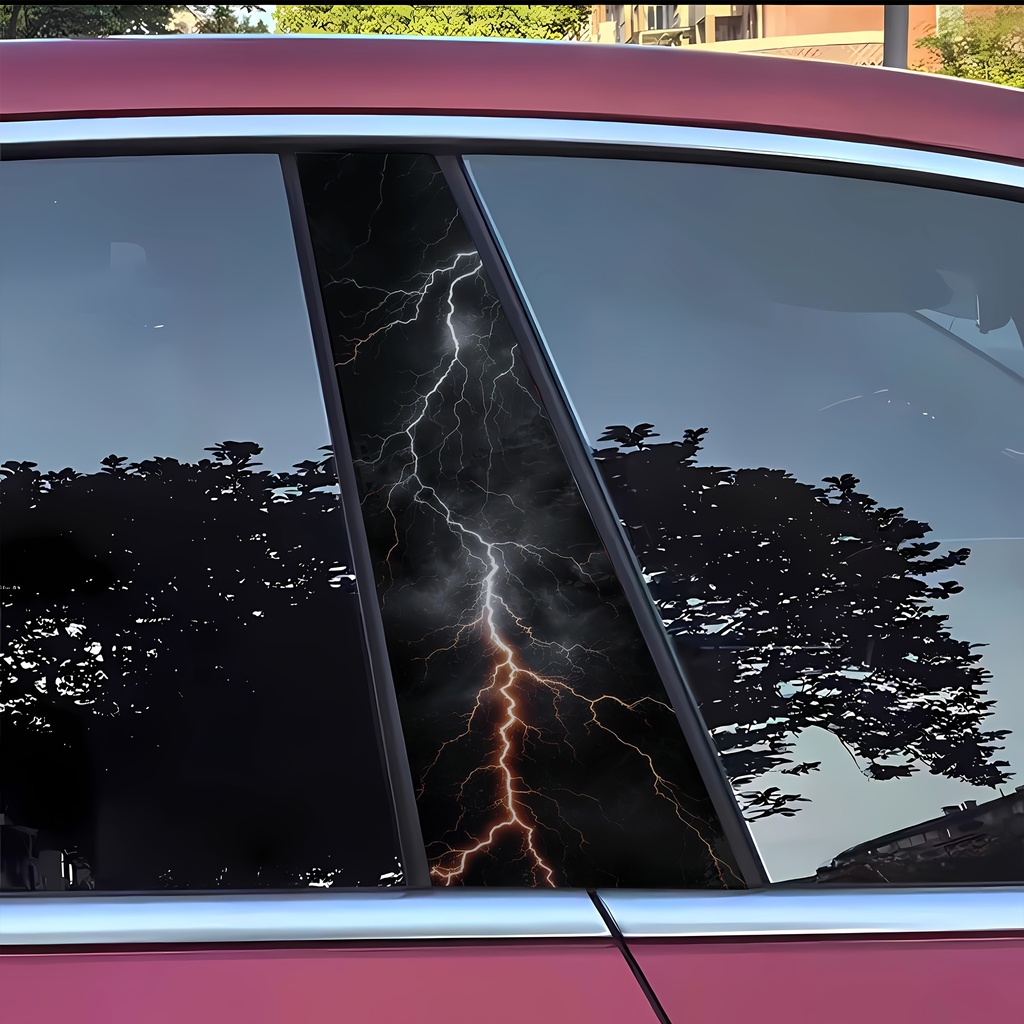 2PC Lightning Pattern Car sticker Car Door Center Column Pillar sticker ...