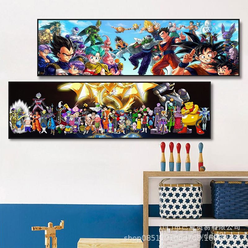 Potret keluarga Lukisan hiasan berkumpul Dragon Ball Anime klasik Jepun ...