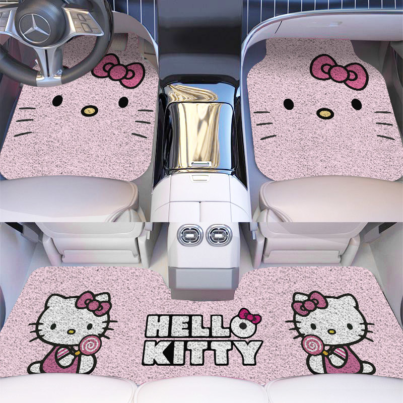 Cartoon Hello Kitty Silk Ring Car Foot Mat Universal Conjoined | Shopee ...
