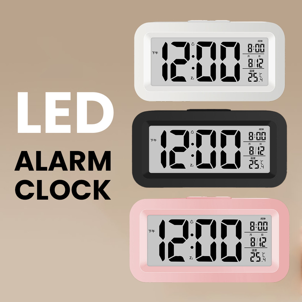 Digital Smart Temperature Snooze Alarm Student LCD Mute Backlight Clock ...