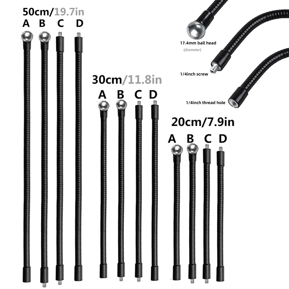 3/8"to 1/4"Flexible Arm Stands Metal Tube Monopod Selfie Stick Mount ...