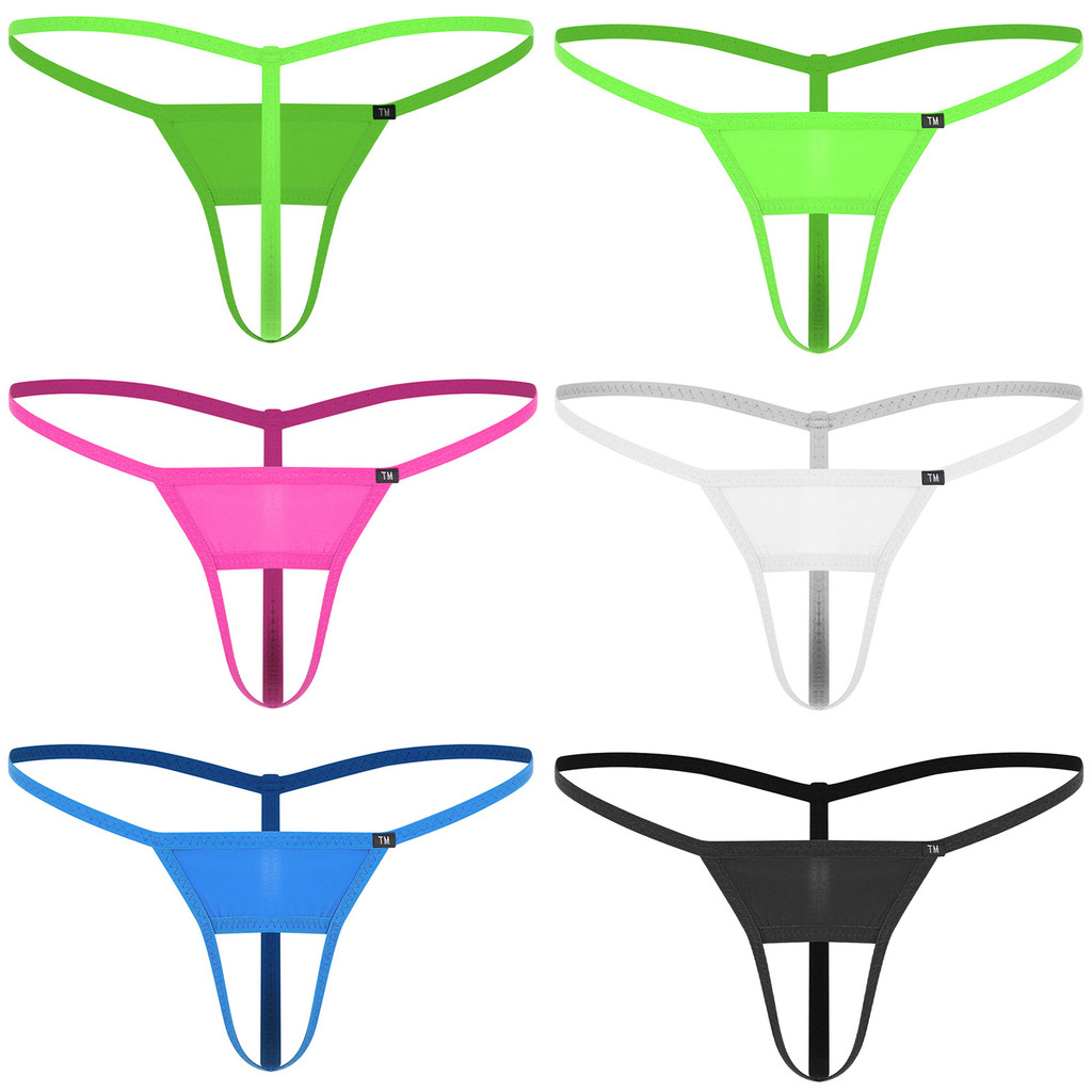 inhzoy Mens G-strings Underwear Hollow Out Crotch T-back Thong Elastic ...