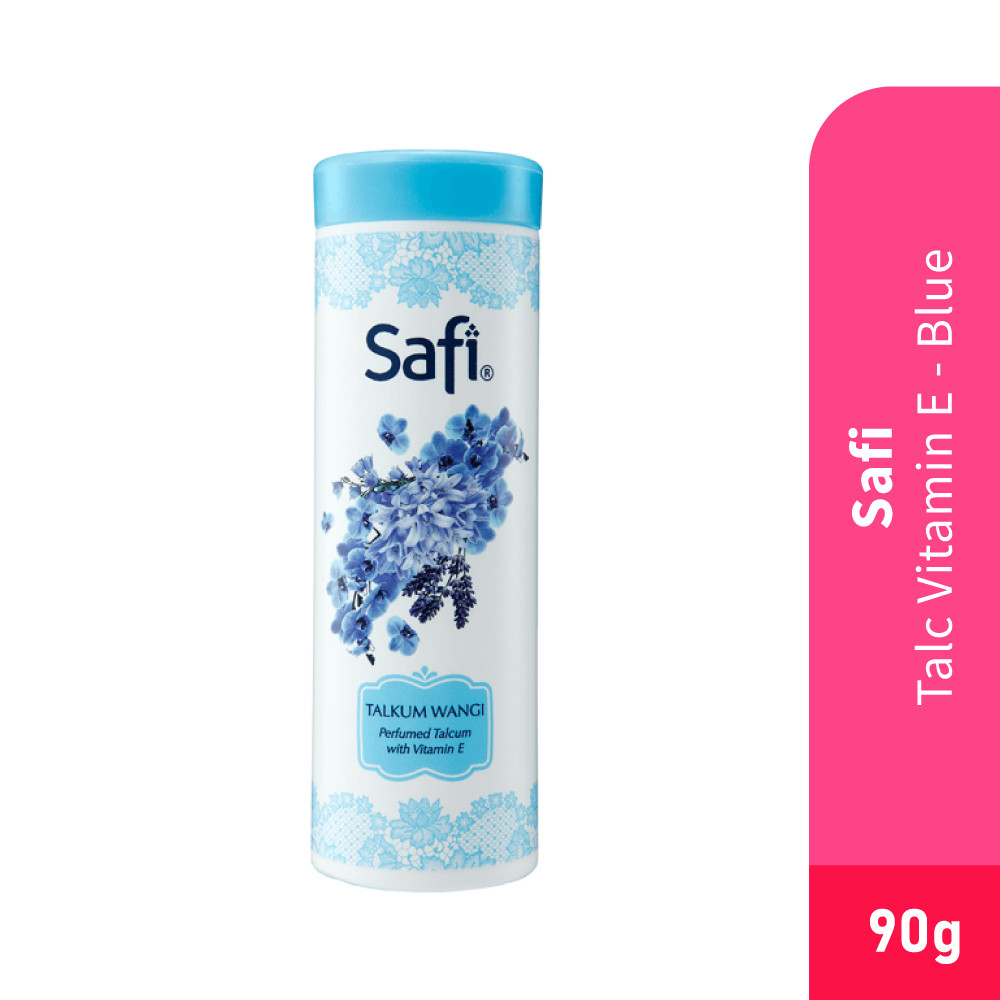 SAFI Talc Vitamin E 90g - Blue for Talcum Powder, Bedak Talkum, Talkum ...