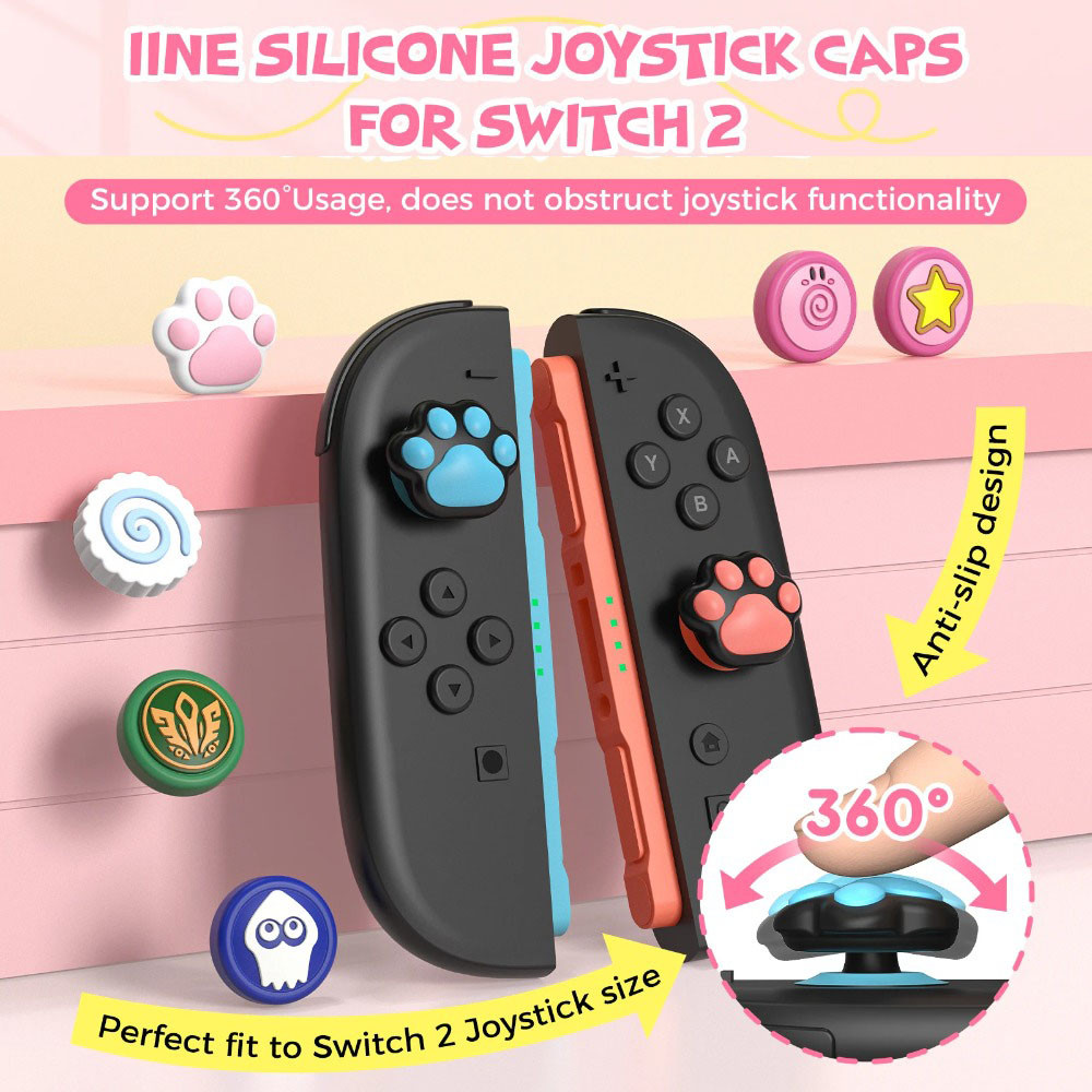 IINE 4Pcs SILICONE Thumb Grip Caps For Nintendo Switch 2 Joycon ...