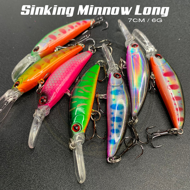 Long Sinking Minnow 52sd 7cm/6g Bait Gewang Jerk Lure Siakap Kelah Pb Sebarau Umpan Casting ...
