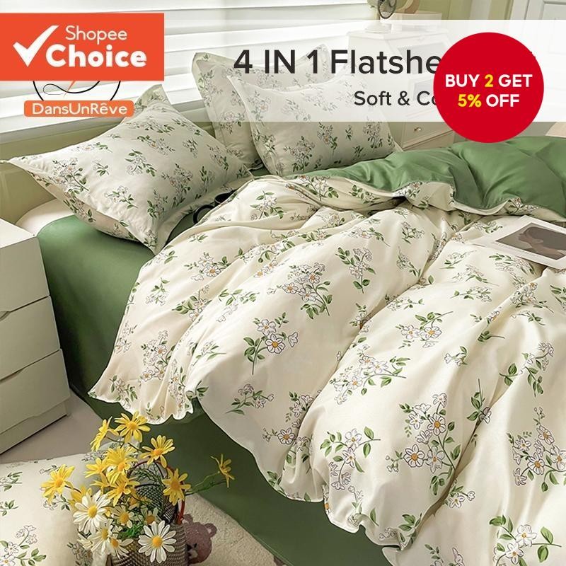 DANSUNREVE 4 in 1 Bedding Set Single Queen King Size with Pillow Case ...