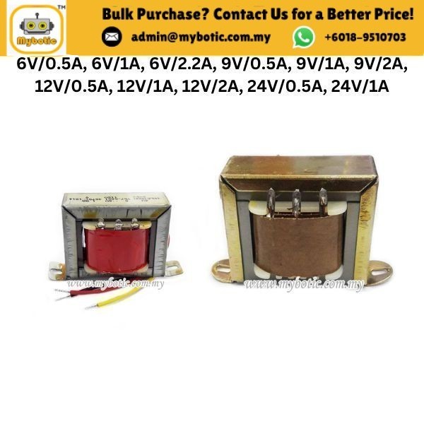 Teletron Power Transformer 6V/0.5A, 6V/1A, 6V/2.2A, 9V/0.5A, 9V/1A, 9V ...