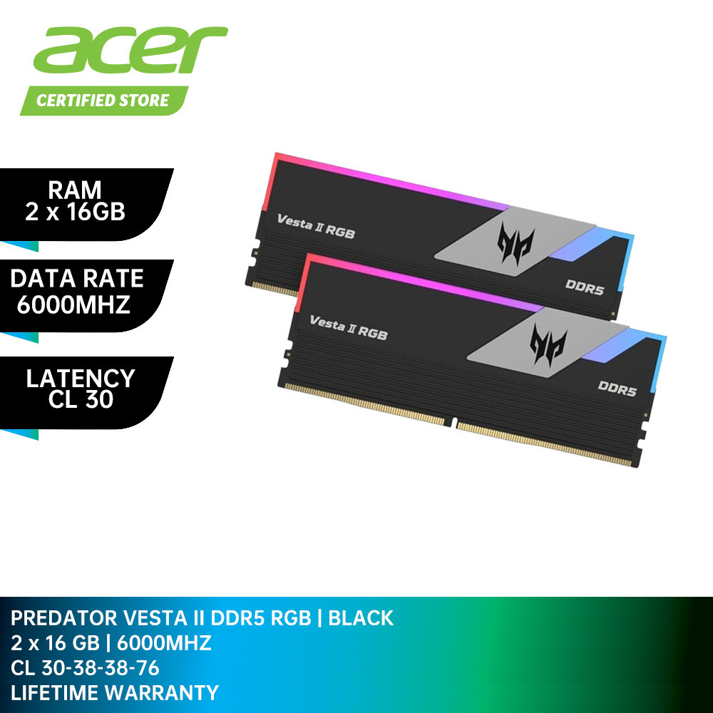 ACER Predator Vesta II DDR5 RGB Memory 6000MHZ (CL 30/32/34) - Lifetime ...