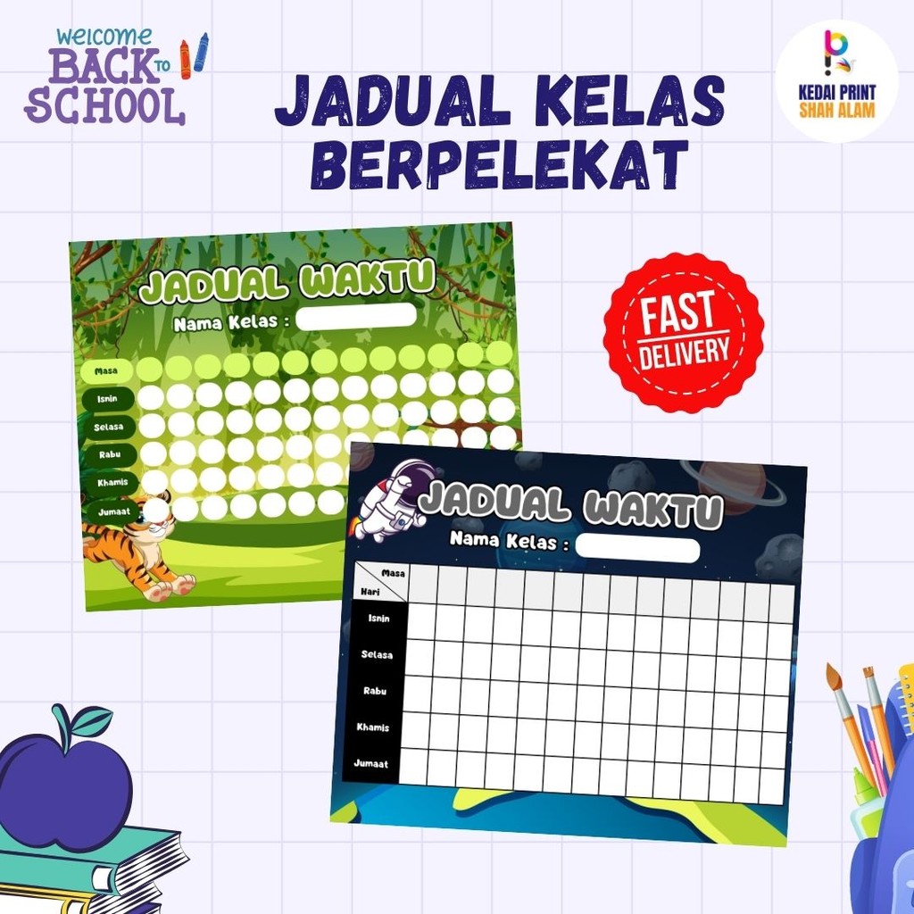 School Timetable Jadual Waktu Murid Sekolah Berpelekat Carta Keceriaan ...