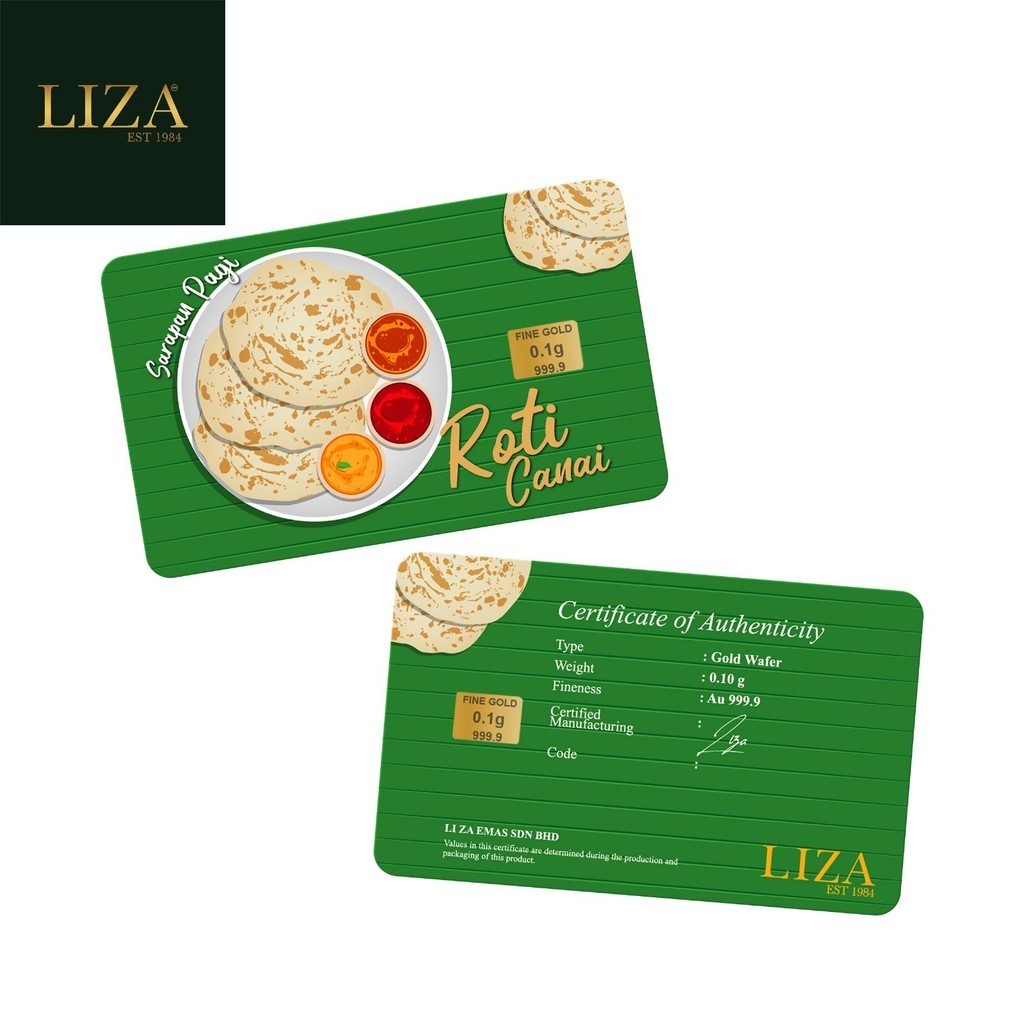 LIZA 999.9 Roti Canai Gold Bar (0.10g) | Shopee Malaysia