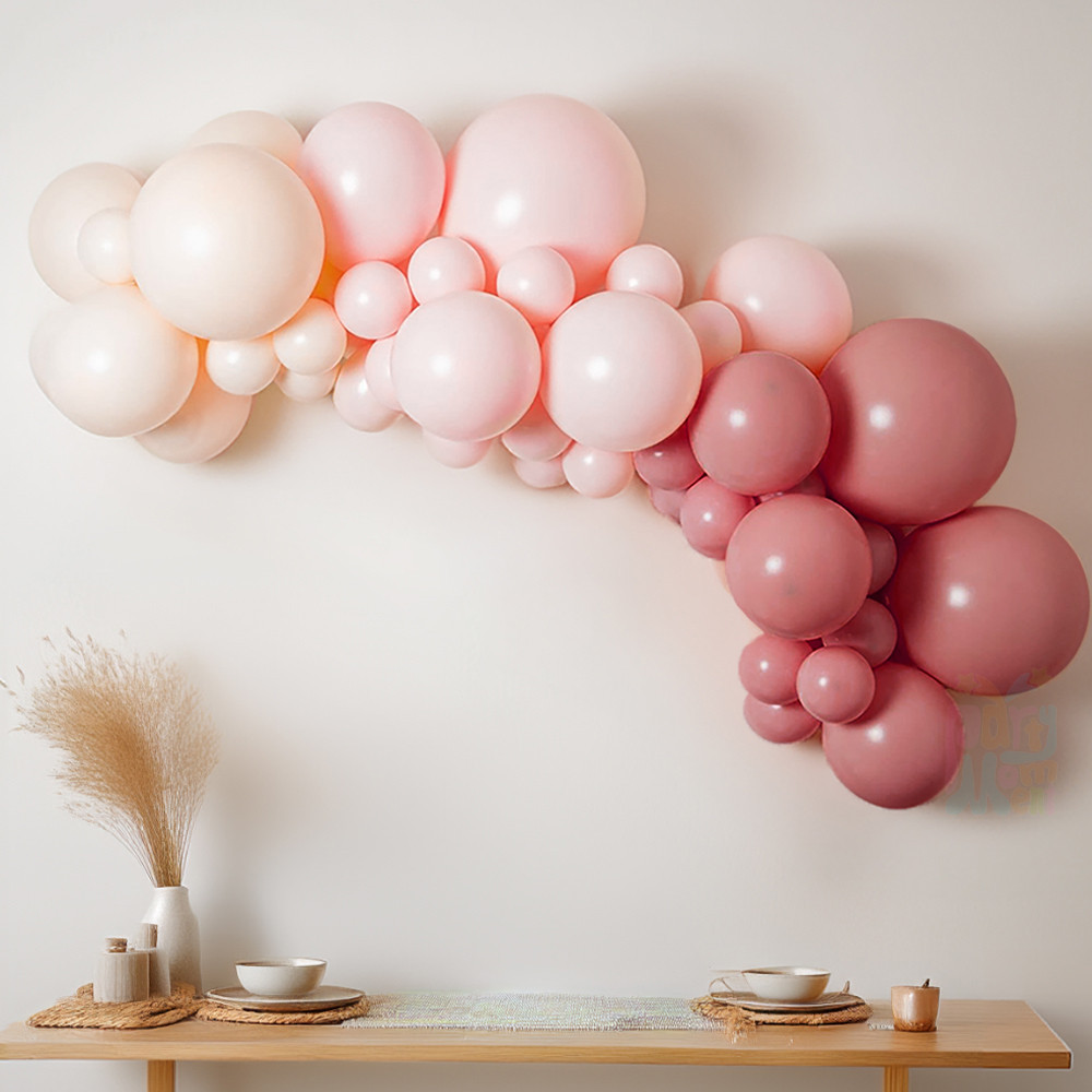 53pcs Retro Bean Pink Balloon Arch Light Pink Balloon Garland for ...
