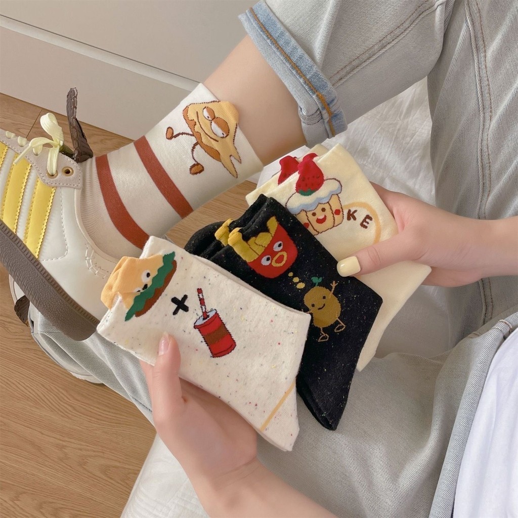 Spring Summer Original French Fries Socks Women's Socks Simple Burger ...