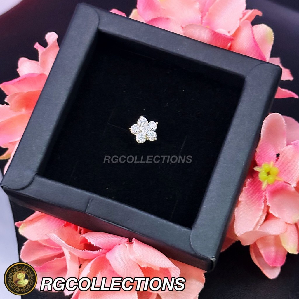 Flower Design White Stone Nose Pin | Shopee Malaysia