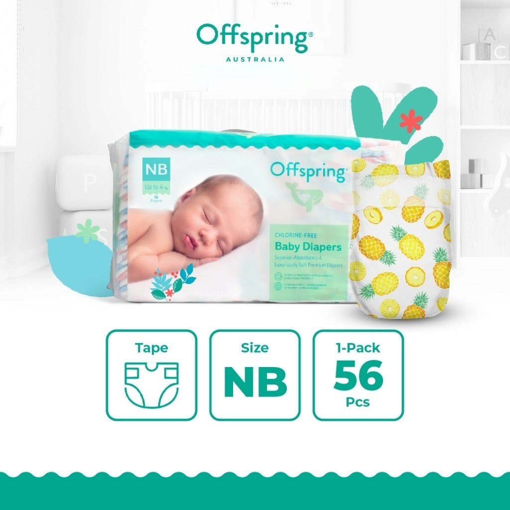 Offspring Premium Fashion Tape Newborn Diapers (56pcs) | Shopee Malaysia