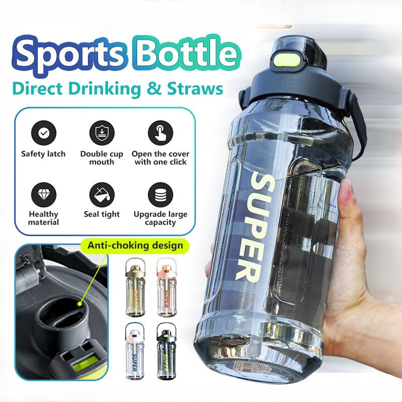2000ml Water Bottle Plastic Leakproof High Capacity Sport Drinking ...