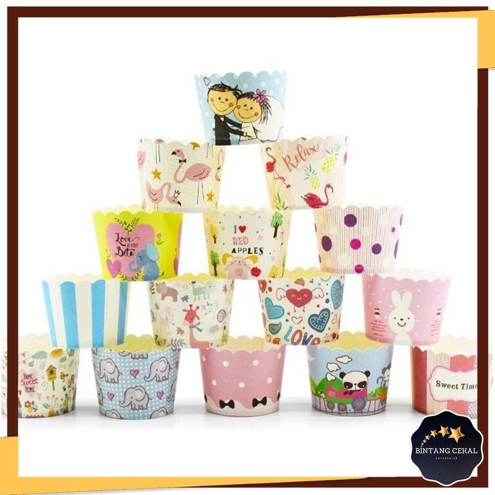 BC 50PCS Paper Cup Muffin Cute Cupcake Wrapper Baking Small Design Kids ...