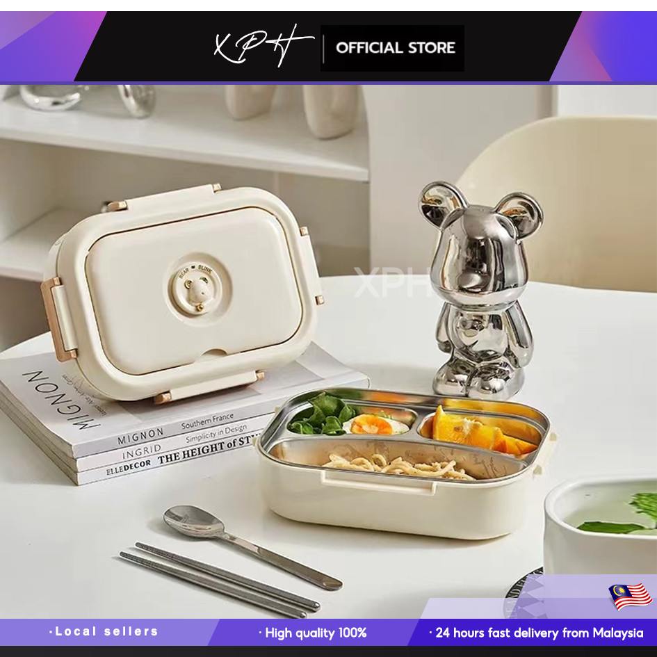 🐻𝑿𝑷𝑯🐻Ready Stock304 stainless steel lunch box 1100ML portable lunch box ...