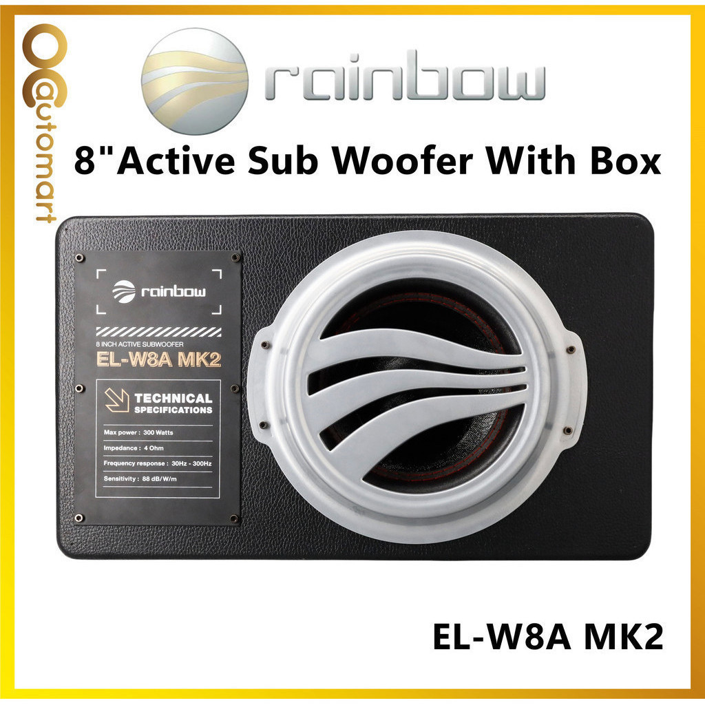 Rainbow Audio 8" Active SubWoofer With Enclosure Built in Amplifier Car ...