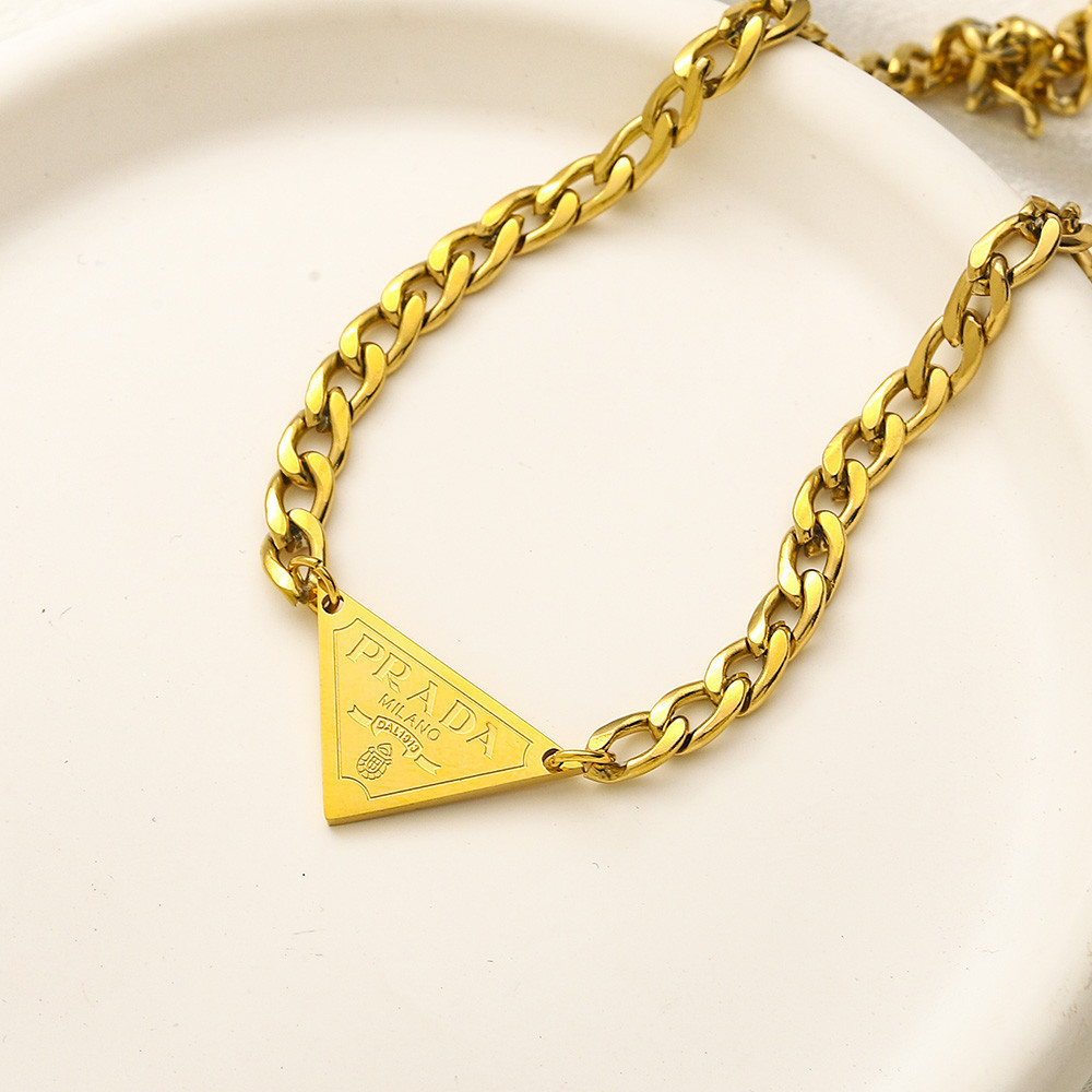 Casual Prada necklace temperament party necklace titanium steel simple ...
