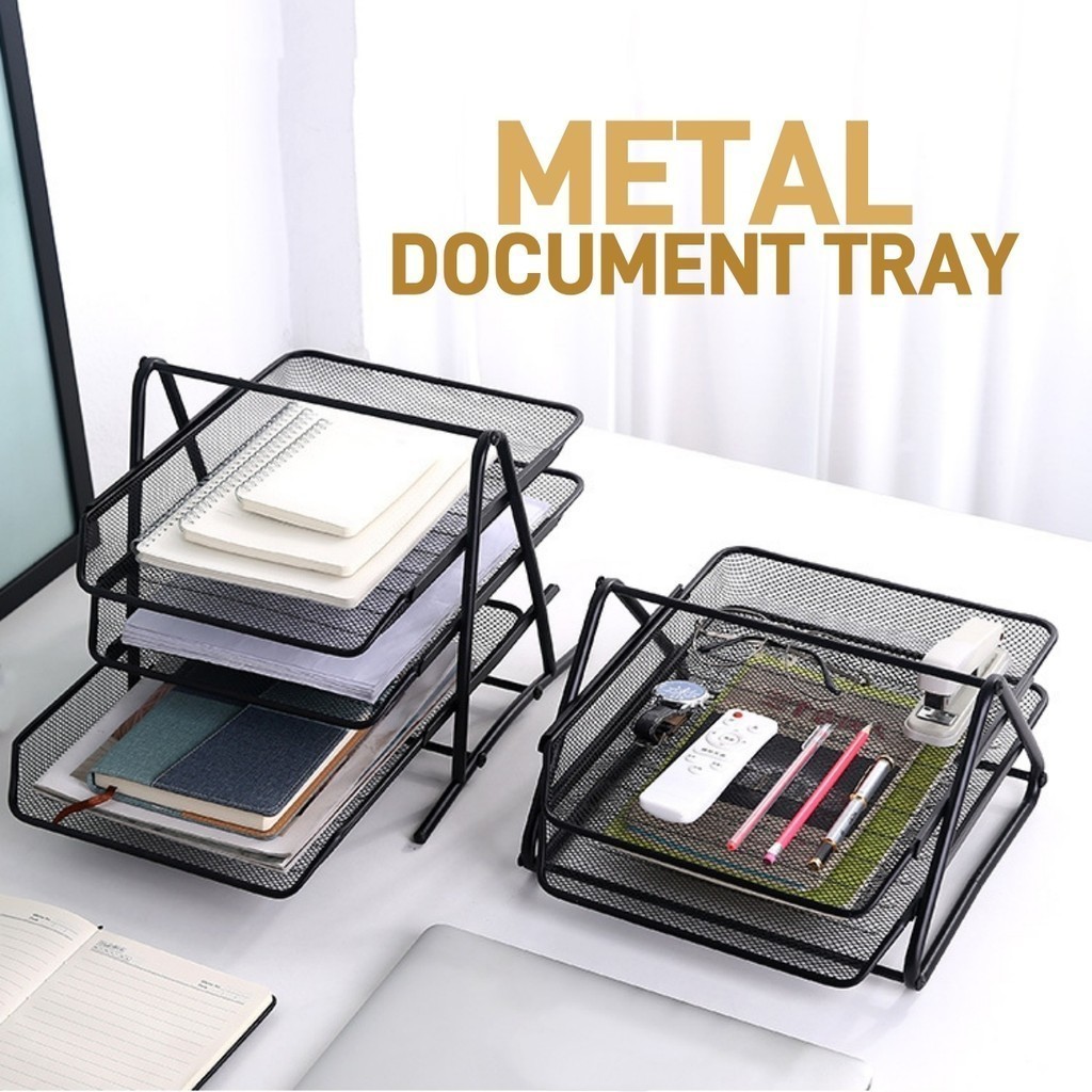 2/3/4 Tier Metal File Document Tray Letter Collection Sorting Dropbox ...
