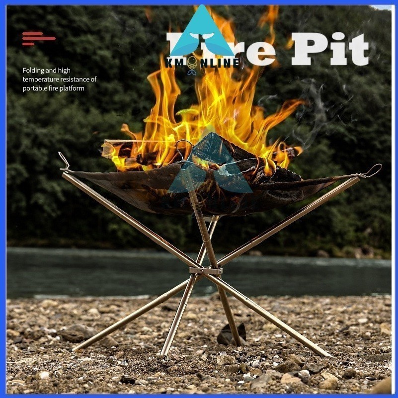 Portable Camping Fire Rack Stainless Steel Outdoor Fire Pit Ultralight ...