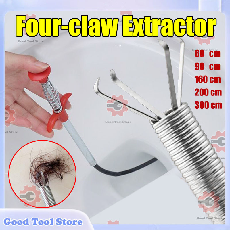 3M Drain Clog Remover Hand Clip Dredge Drain Gripper Flexible Four Claw ...